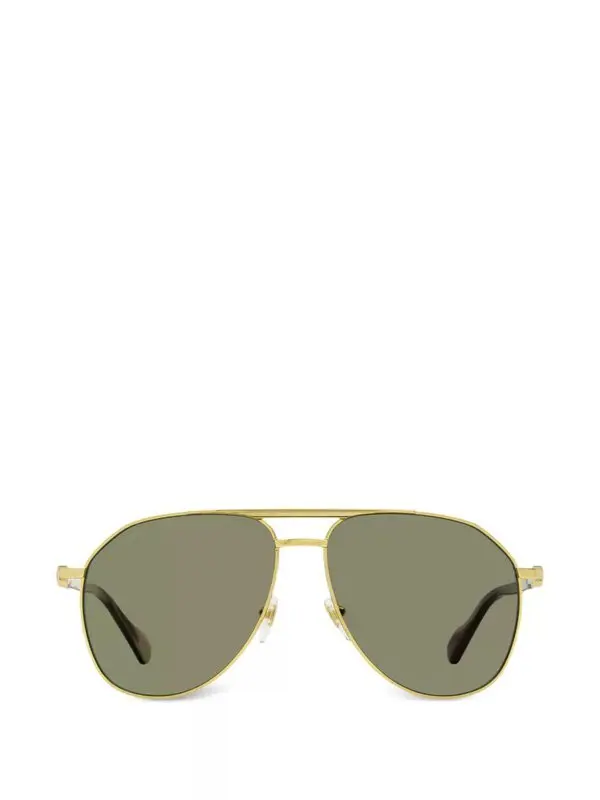 Gucci Interlocking-logo Pilot-frame Sunglasses - Gold