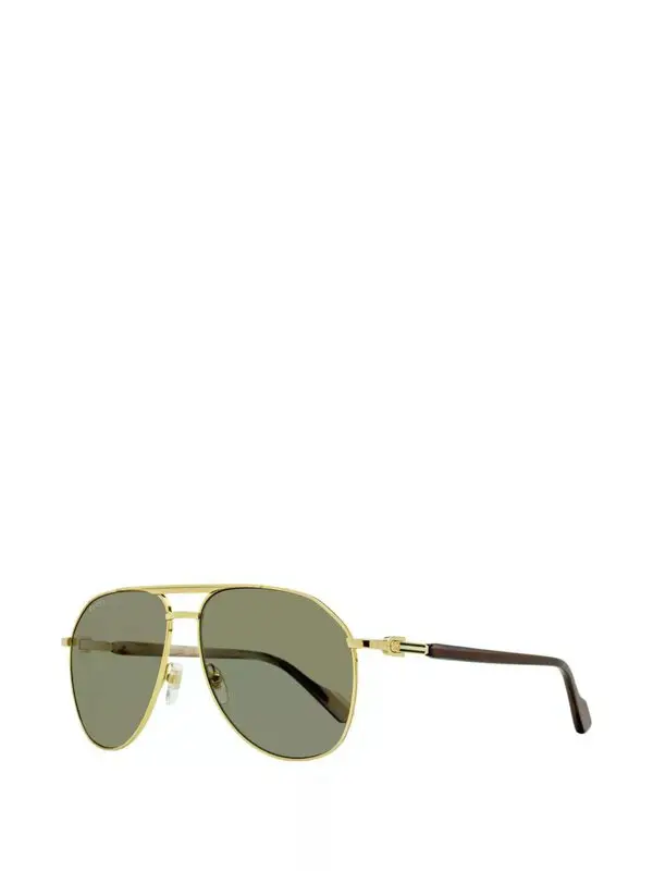 Gucci Interlocking-logo Pilot-frame Sunglasses - Gold