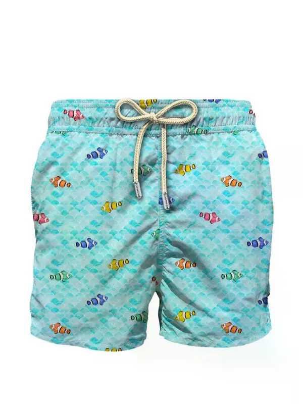 MC2 SAINT BARTH Fish-print Swim Shorts - Blue