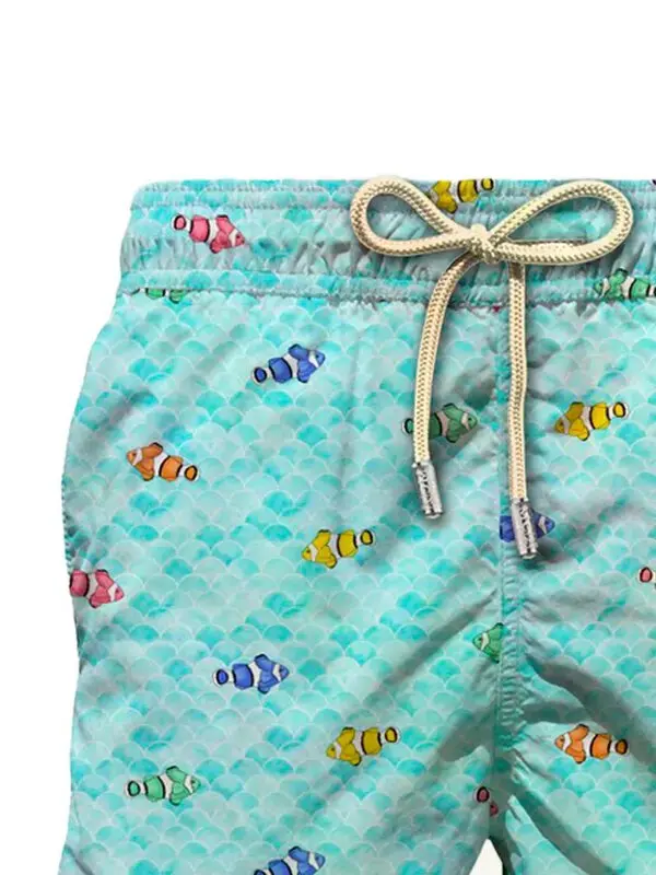 MC2 SAINT BARTH Fish-print Swim Shorts - Blue