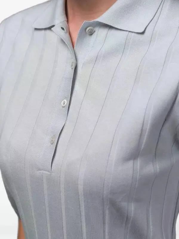 MOORER Ribbed Knit Polo Shirt