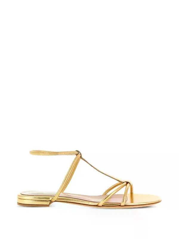 GIANVITO ROSSI Lilo Elastic Leather Sandals - Gold