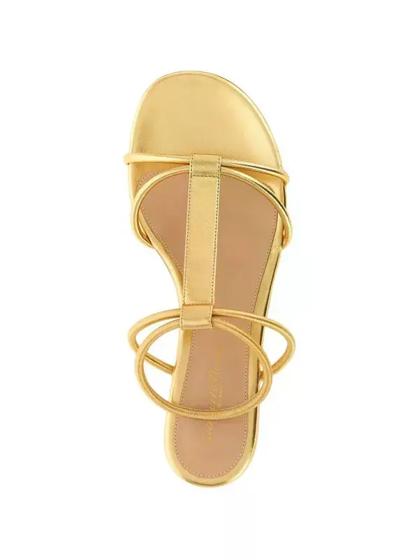 GIANVITO ROSSI Lilo Elastic Leather Sandals - Gold
