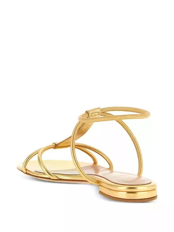 GIANVITO ROSSI Lilo Elastic Leather Sandals - Gold