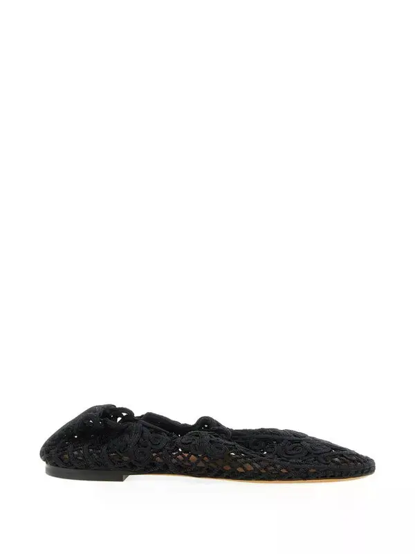 ODISSI Crochet Ballet Flats - Black