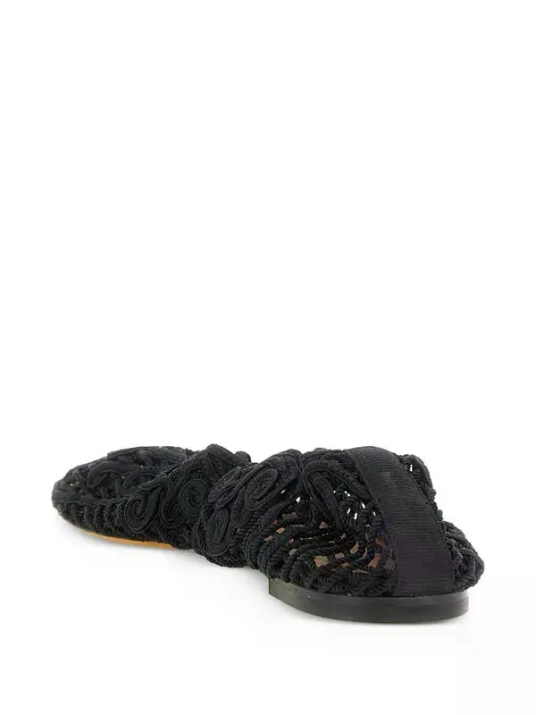 ODISSI Iris Crochet-knit Ballet Flats - Black