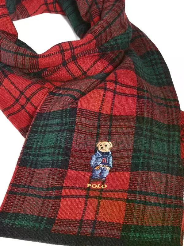 Polo Ralph Lauren Plaid Polo Bear Scarf - Red
