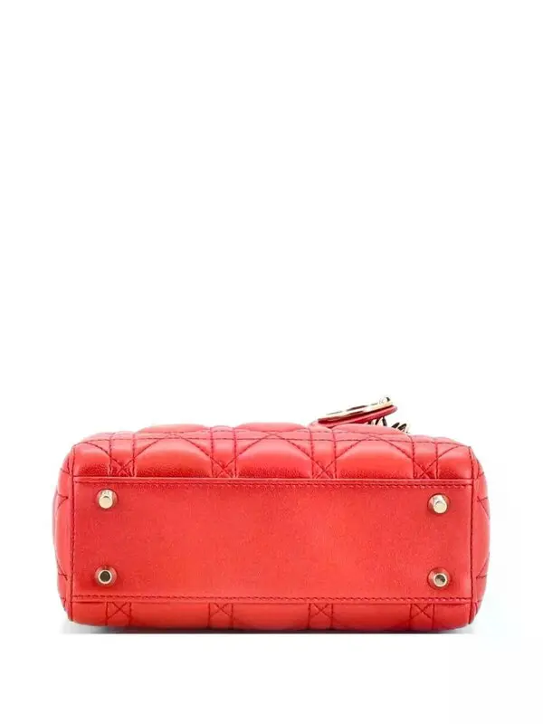 Dior Lady Chain Bag Cannage Quilt Iridescent Leather Mini Satchel - Red