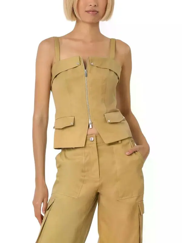 TOCCIN Jayden Front-zip Cotton Top - Neutrals