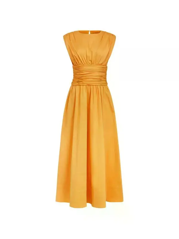 TOCCIN Evangeline Ruched Midi Dress - Yellow
