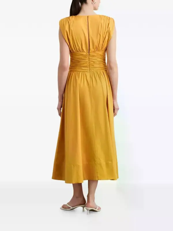 TOCCIN Evangeline Ruched Midi Dress - Yellow
