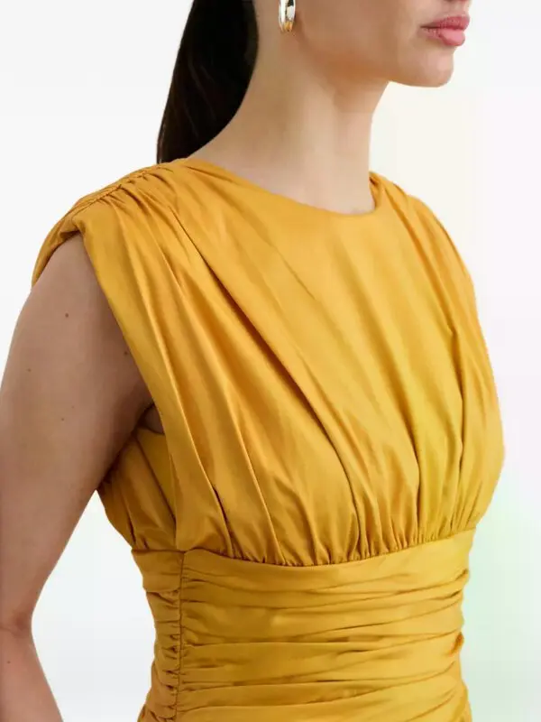 TOCCIN Evangeline Ruched Midi Dress - Yellow