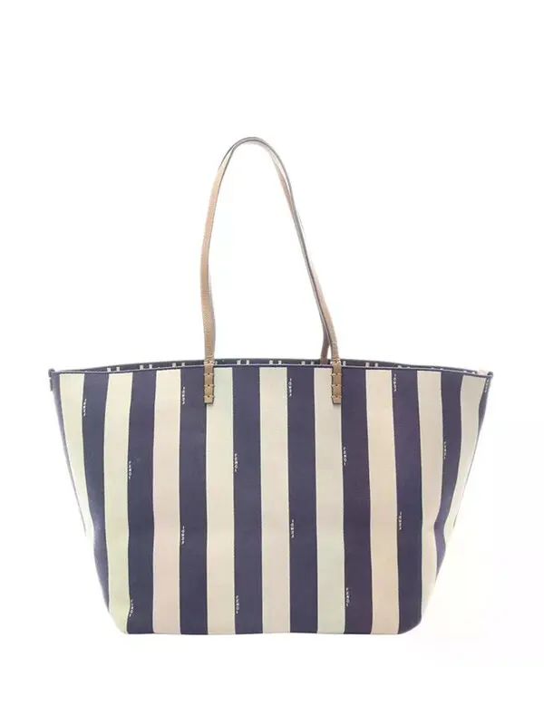 Fendi 2000-2010 Large Zucca Canvas Striped Reversible Roll Tote Bag