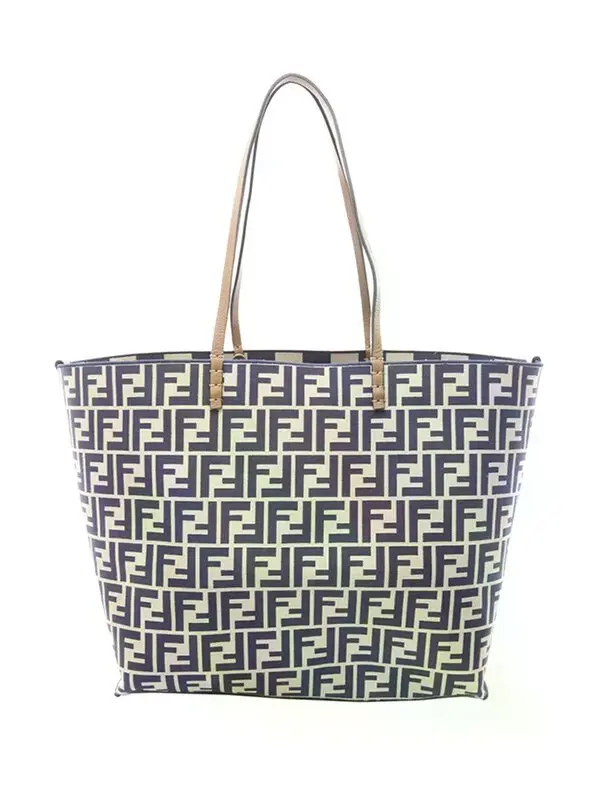 Fendi 2000-2010 Large Zucca Canvas Striped Reversible Roll Tote Bag