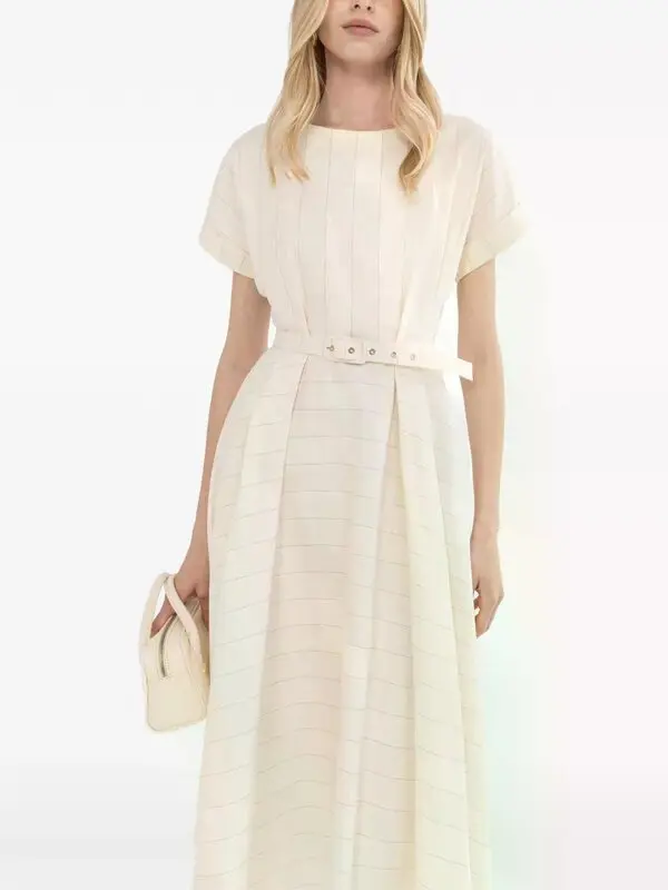 NISSA Striped Cotton Midi Dress