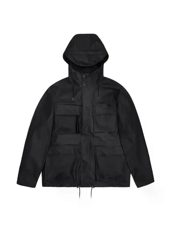 Rains Pocket Hooded Jacket - Black