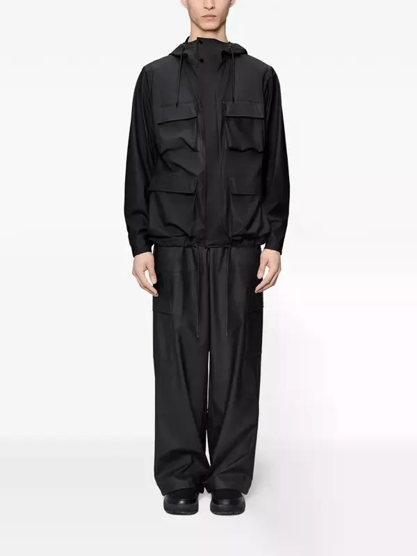 Rains Pocket Hooded Jacket - Black