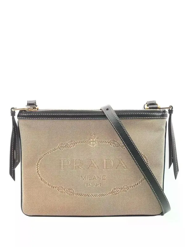 Prada 2010-2026 Canapa Logo Jacquard Crossbody Shoulder Bag