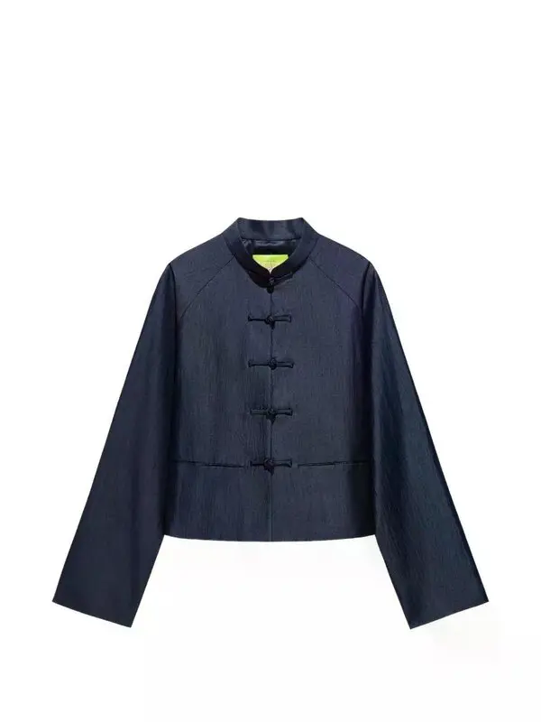 Shanghai Tang Cropped Frog-button Jacket - Blue
