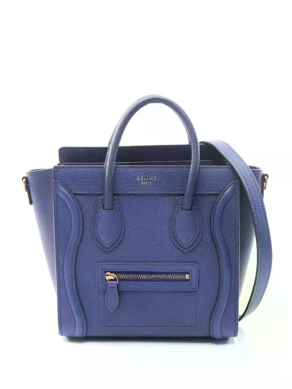 Celine Nano Leather Luggage Tote Satchel - Blue
