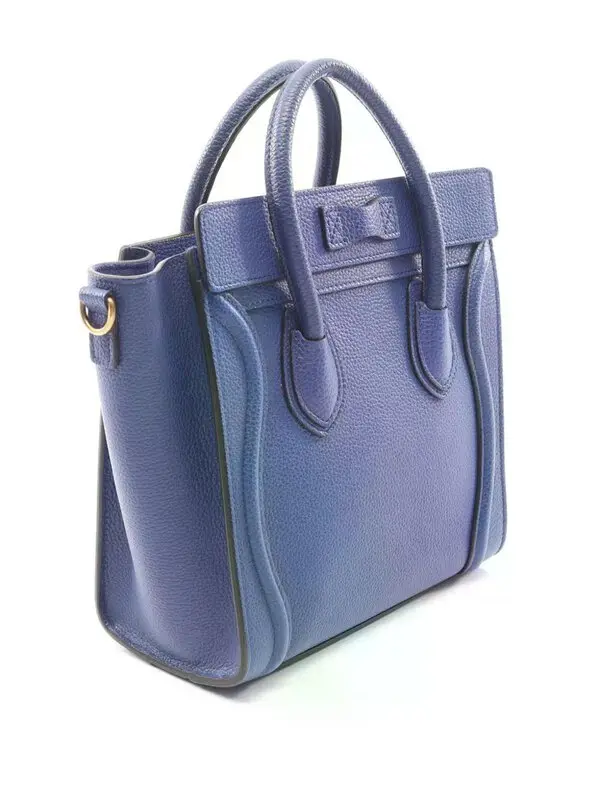 Celine Nano Leather Luggage Tote Satchel - Blue