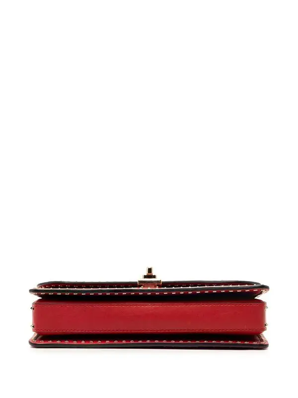 Valentino Garavani 2000-2017 Leather Rockstud Chain Crossbody Bag - Red