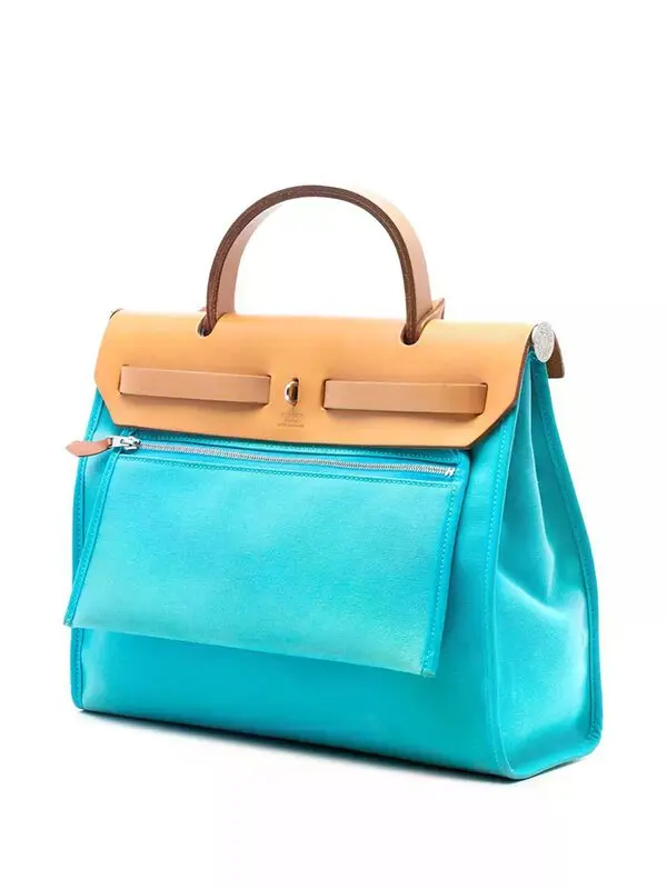 Hermès 2012 Toile Herbag Zip 31 Satchel - Blue