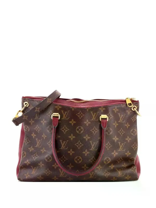 LOUIS VUITTON Pallas Tote Monogram Canvas With Leather Shoulder Bag - Brown