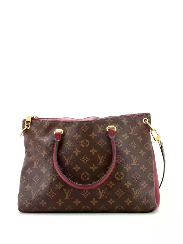 LOUIS VUITTON Pallas Tote Monogram Canvas With Leather Shoulder Bag - Brown