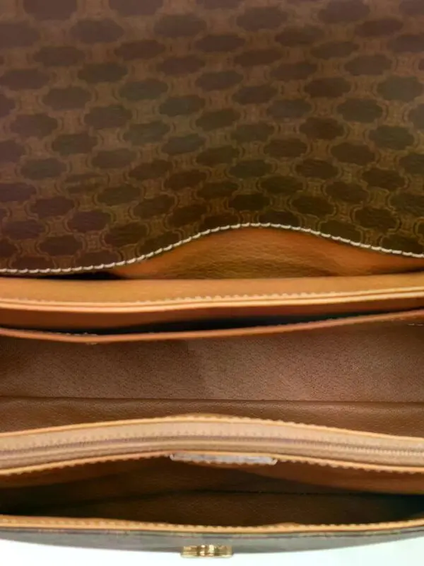 Celine 2012 Macadam Coated Canvas Crossbody Bag - Brown