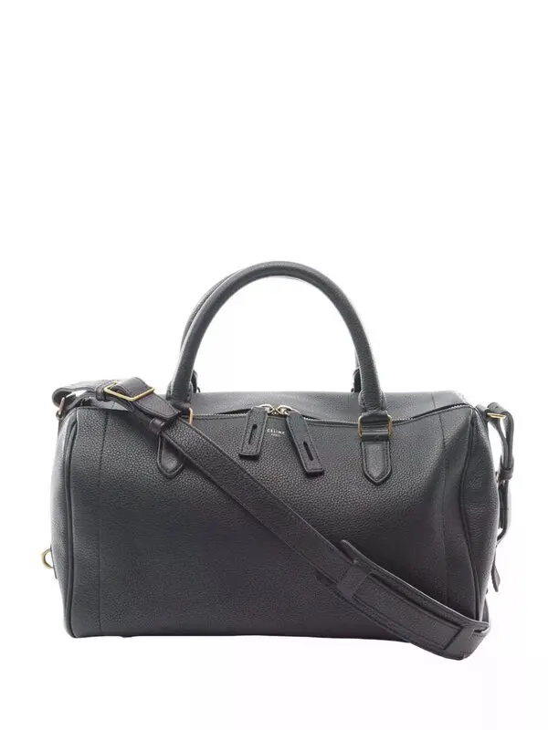Celine 2010-2026 Grained Leather Asymmetrical Duffle Bag Satchel - Black