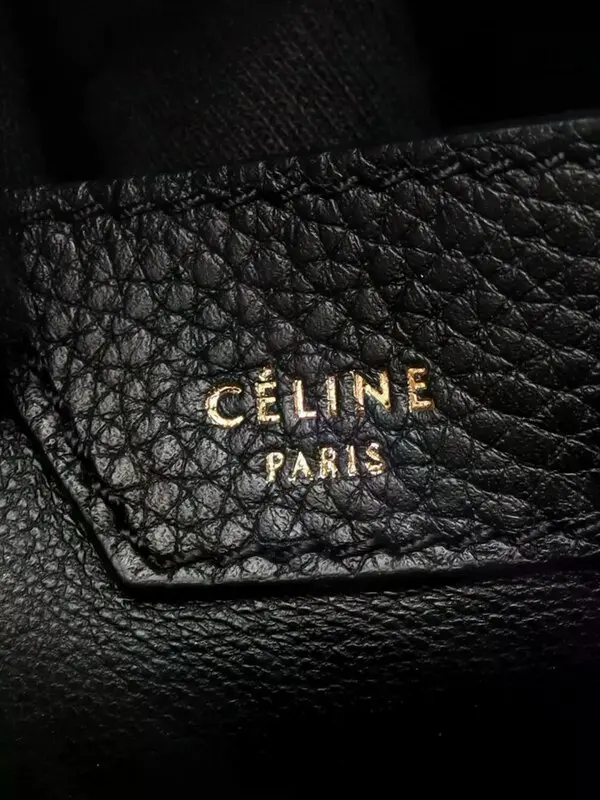 Celine 2010-2026 Grained Leather Asymmetrical Duffle Bag Satchel - Black
