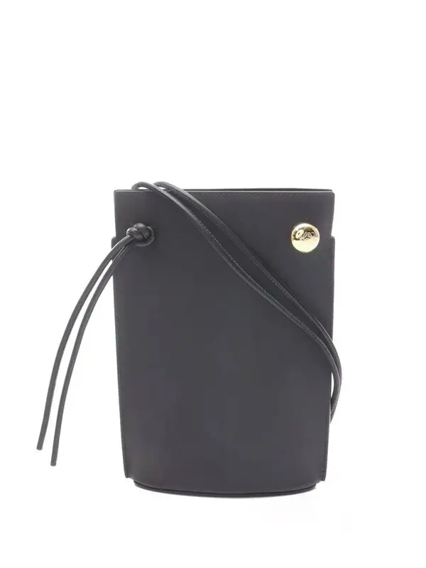 Loewe 2010-2026 Smooth Calfskin Pebble Pouch Crossbody Bag - Black