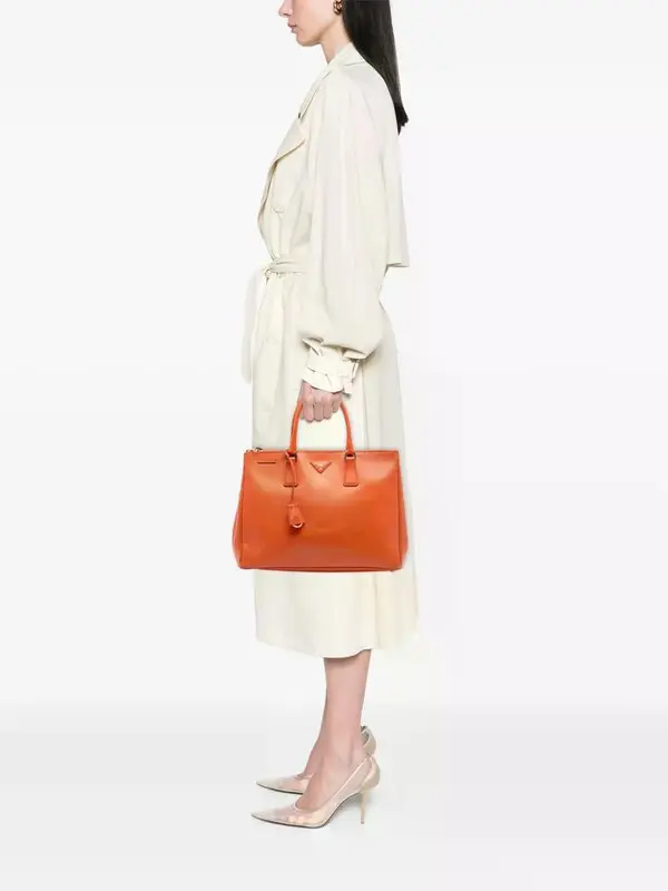 Prada Medium Saffiano Lux Galleria Double Zip Satchel - Orange