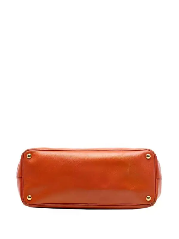 Prada Medium Saffiano Lux Galleria Double Zip Satchel - Orange