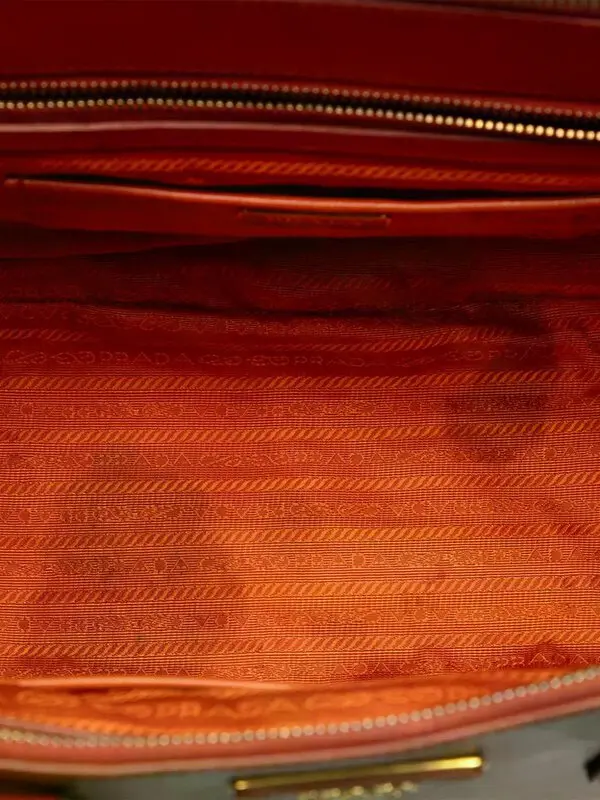 Prada Medium Saffiano Lux Galleria Double Zip Satchel - Orange