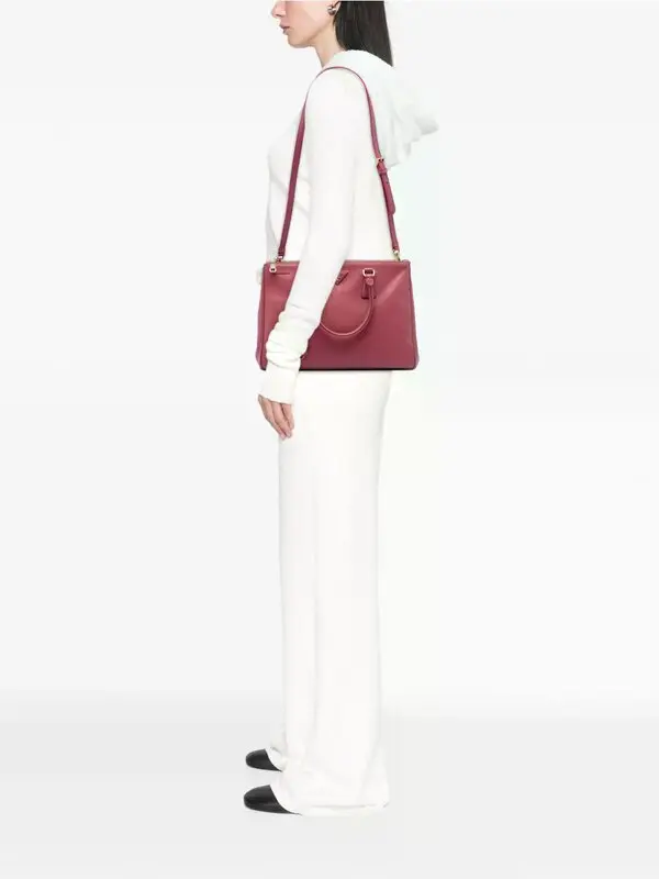Prada Medium Saffiano Lux Galleria Double Zip Satchel - Pink