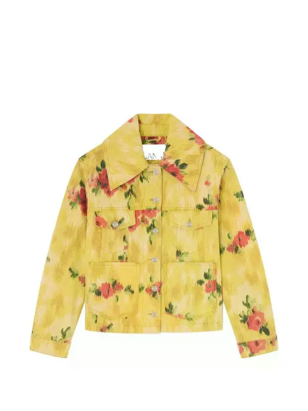 GANNI Floral-print Button Jacket - Yellow