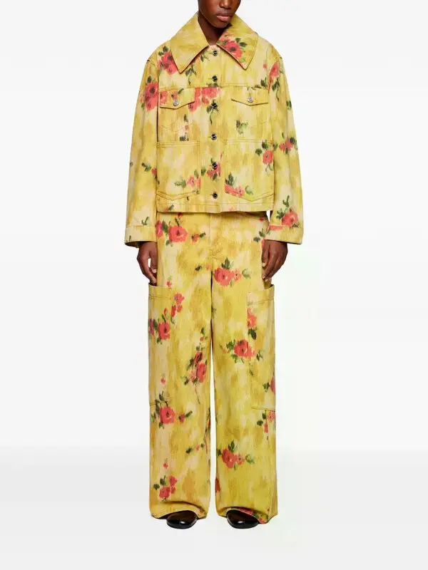 GANNI Floral-print Button Jacket - Yellow
