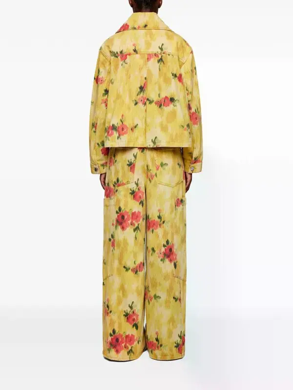 GANNI Floral-print Button Jacket - Yellow