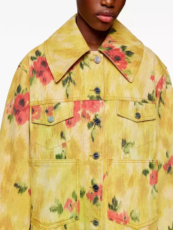 GANNI Floral-print Button Jacket - Yellow