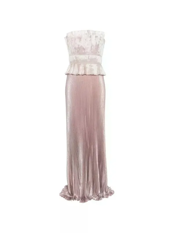 L'IDEE Masquerade Pleated Peplum Gown - Pink