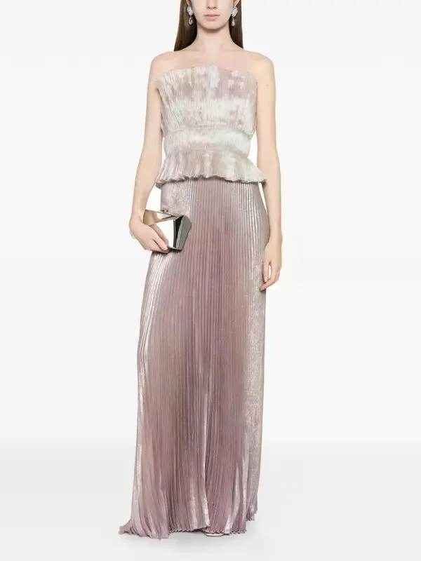 L'IDEE Masquerade Pleated Peplum Gown - Pink
