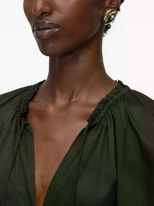 JOSEPH Nador Ruffled V-neck Top - Green