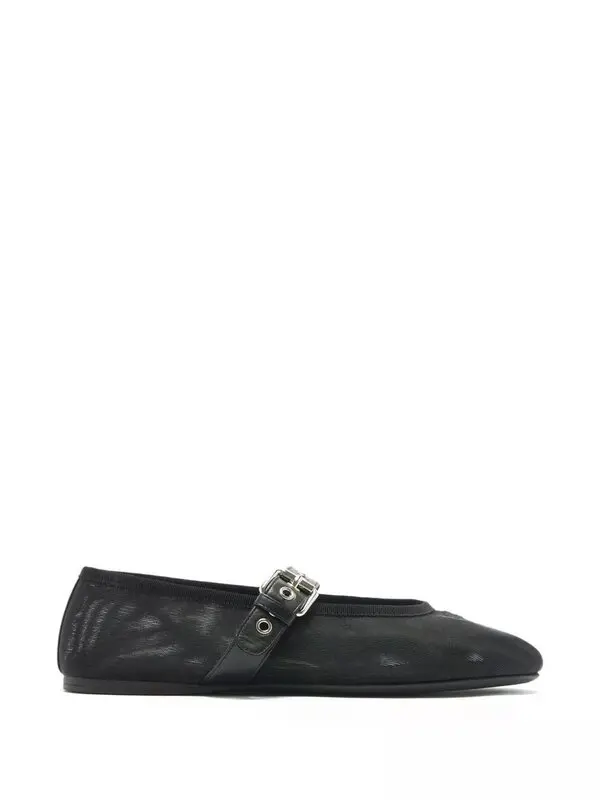 Miu Miu Buckle-strap Mesh Ballet Flats - Black