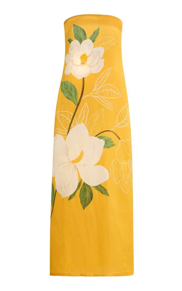 Verandah Strapless Printed Maxi Gown - Yellow