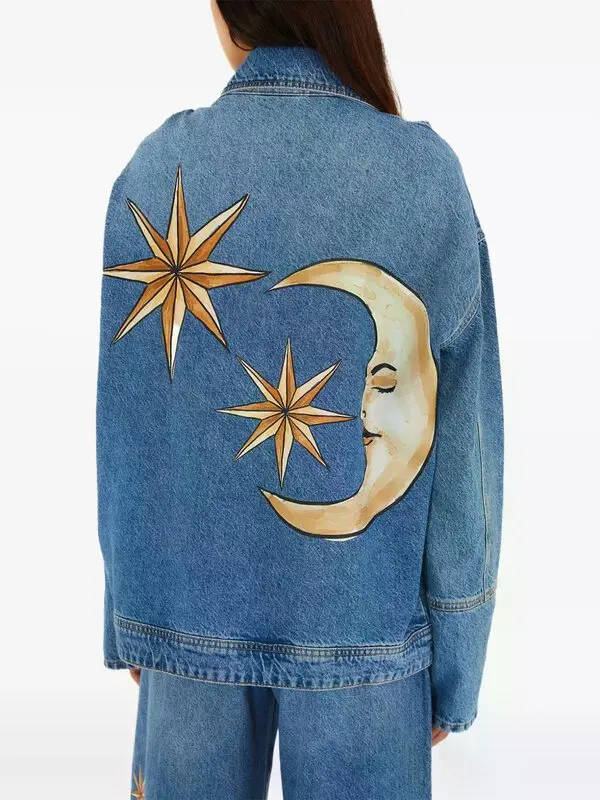 Farm Rio Graphic-print Denim Jacket - Blue