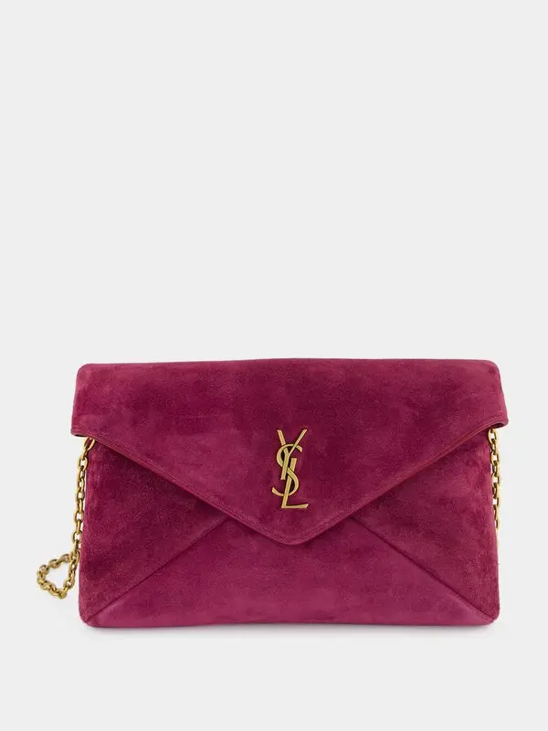 Saint Laurent Cassandre Small Suede Chain Pouch - Pink