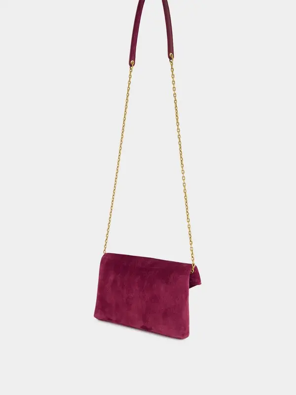 Saint Laurent Cassandre Small Suede Chain Pouch - Pink