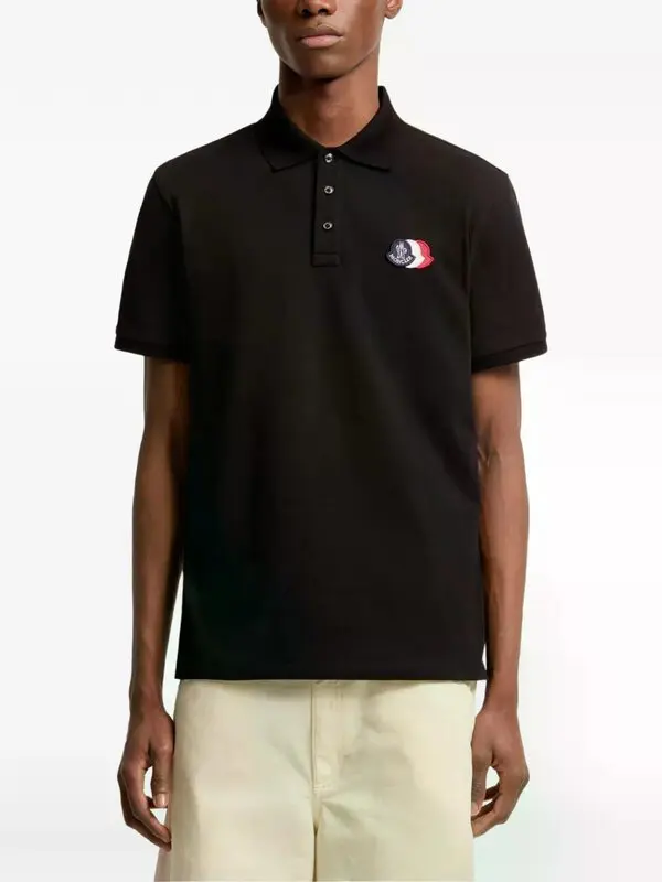 Moncler Logo Patch Polo Shirt - Black